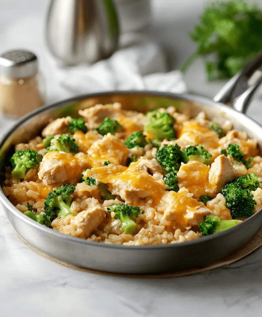 One Pan Cheesy Chicken Broccoli And Rice Recipe - recipesee.com