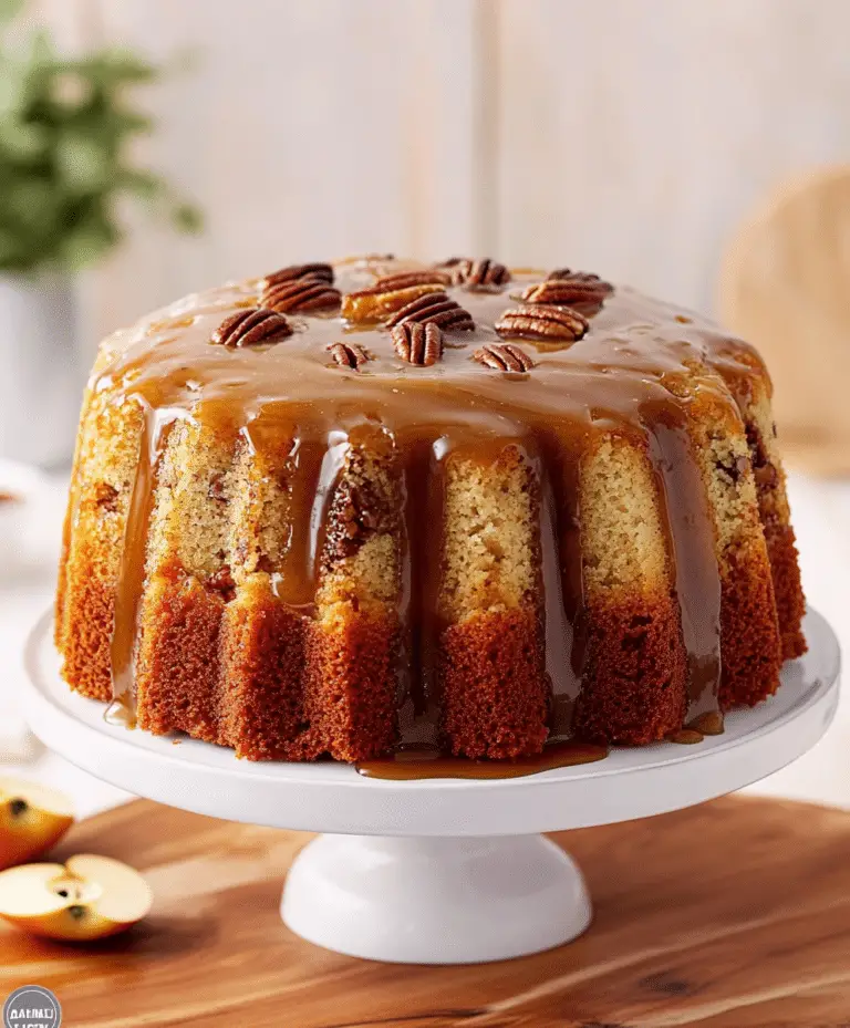 Apple Pecan Cake With Caramel Glaze Recipe - recipesee.com