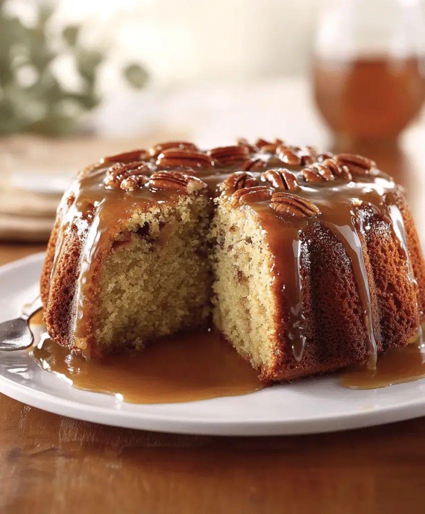 Apple Pecan Cake With Caramel Glaze Recipe - recipesee.com