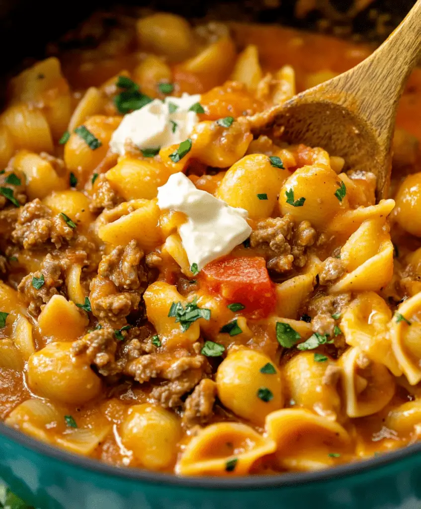 One Pot Beef Taco Pasta Recipe - recipesee.com