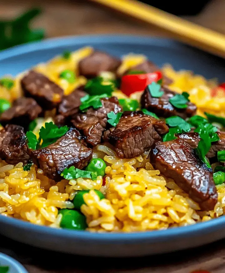 Garlic Butter Steak Fried Rice Recipe - recipesee.com