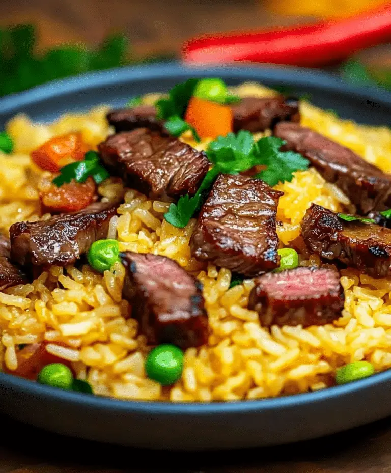 Garlic Butter Steak Fried Rice Recipe - recipesee.com