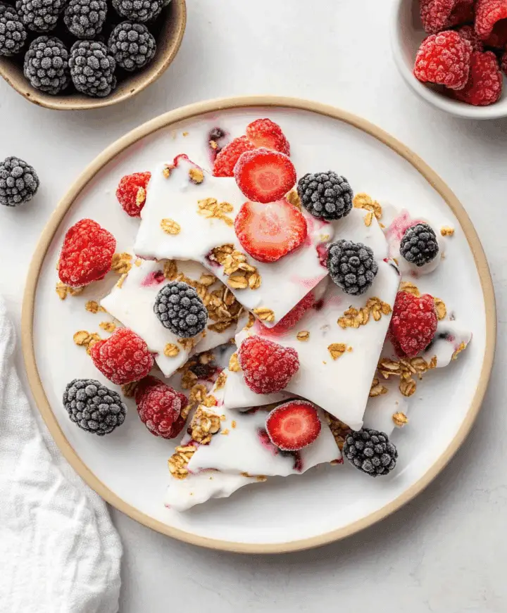 Summer Frozen Yogurt Bark with Berries Recipe - recipesee.com
